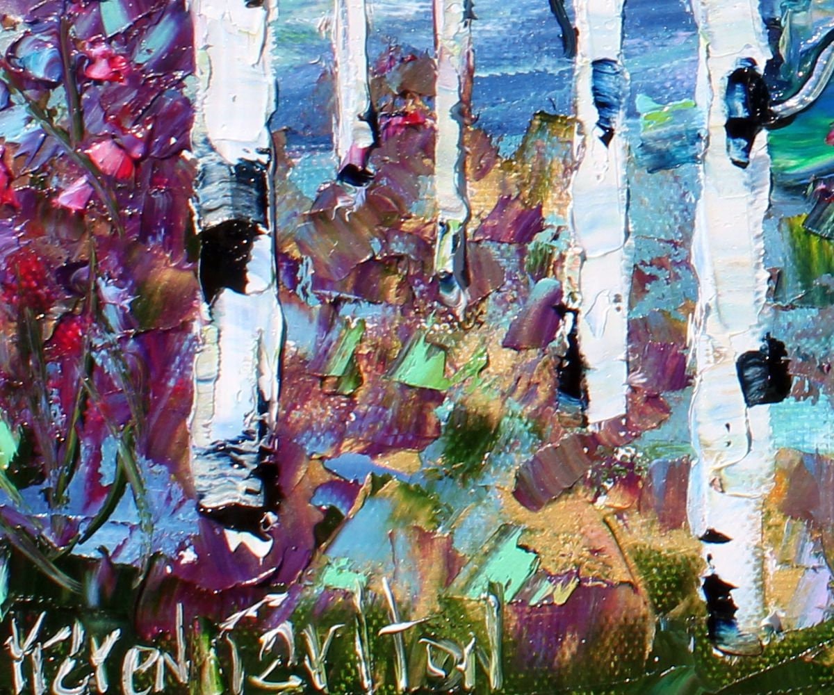 Birch Trees Spring Color painting, landscape painting, original oil, on ...