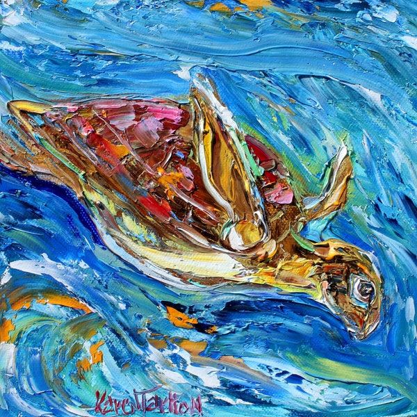 Turtle Whimsical Painting - Etsy
