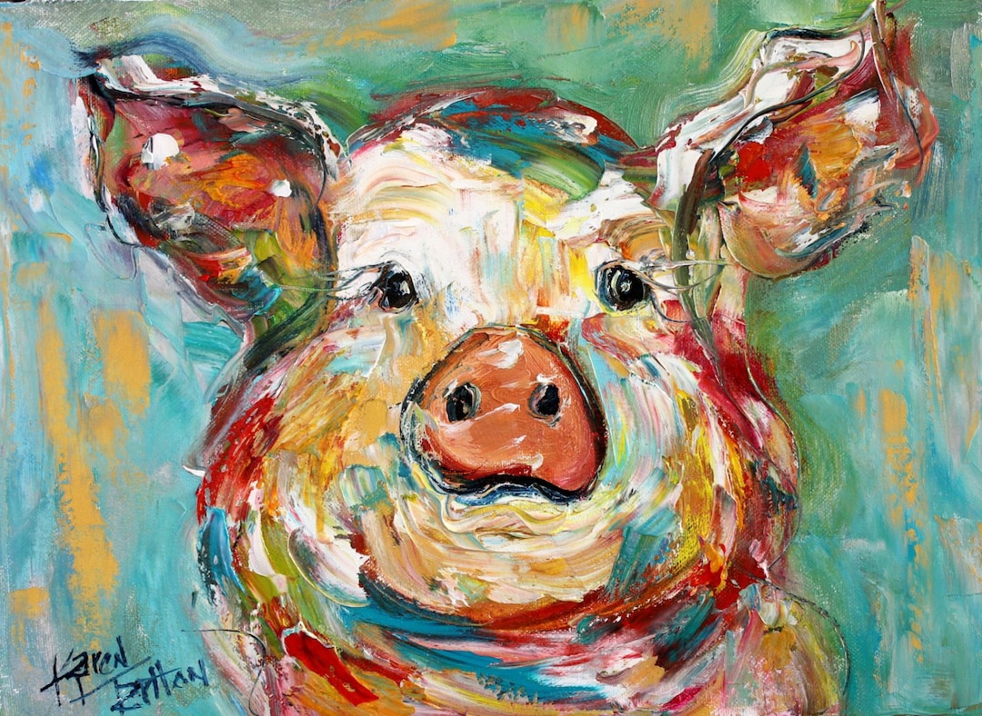 Pig Print on Canvas, Farm Art, Hog Print, Made From Image of Past ...