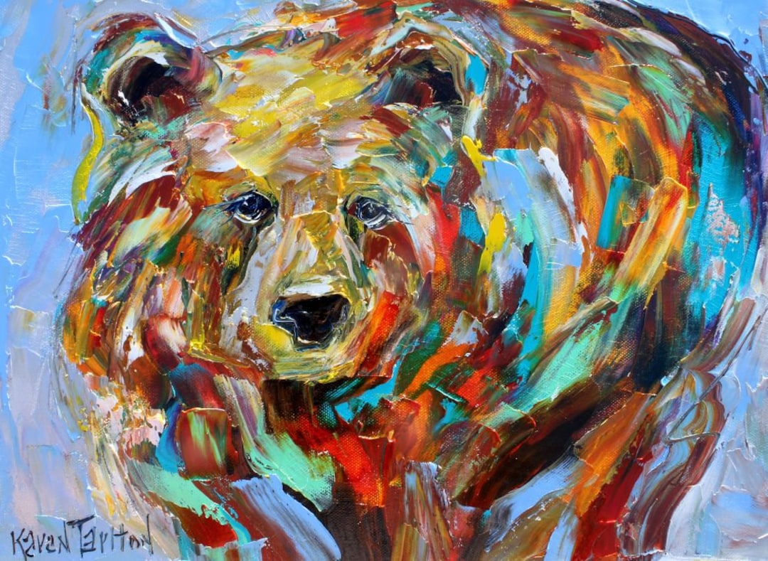 Bear Art Bear Print on Canvas Made From Image of Past - Etsy