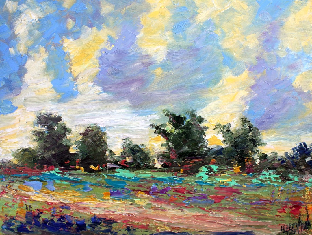 Marsh Landscape Painting Art, Original Oil, on Canvas Palette Knife ...
