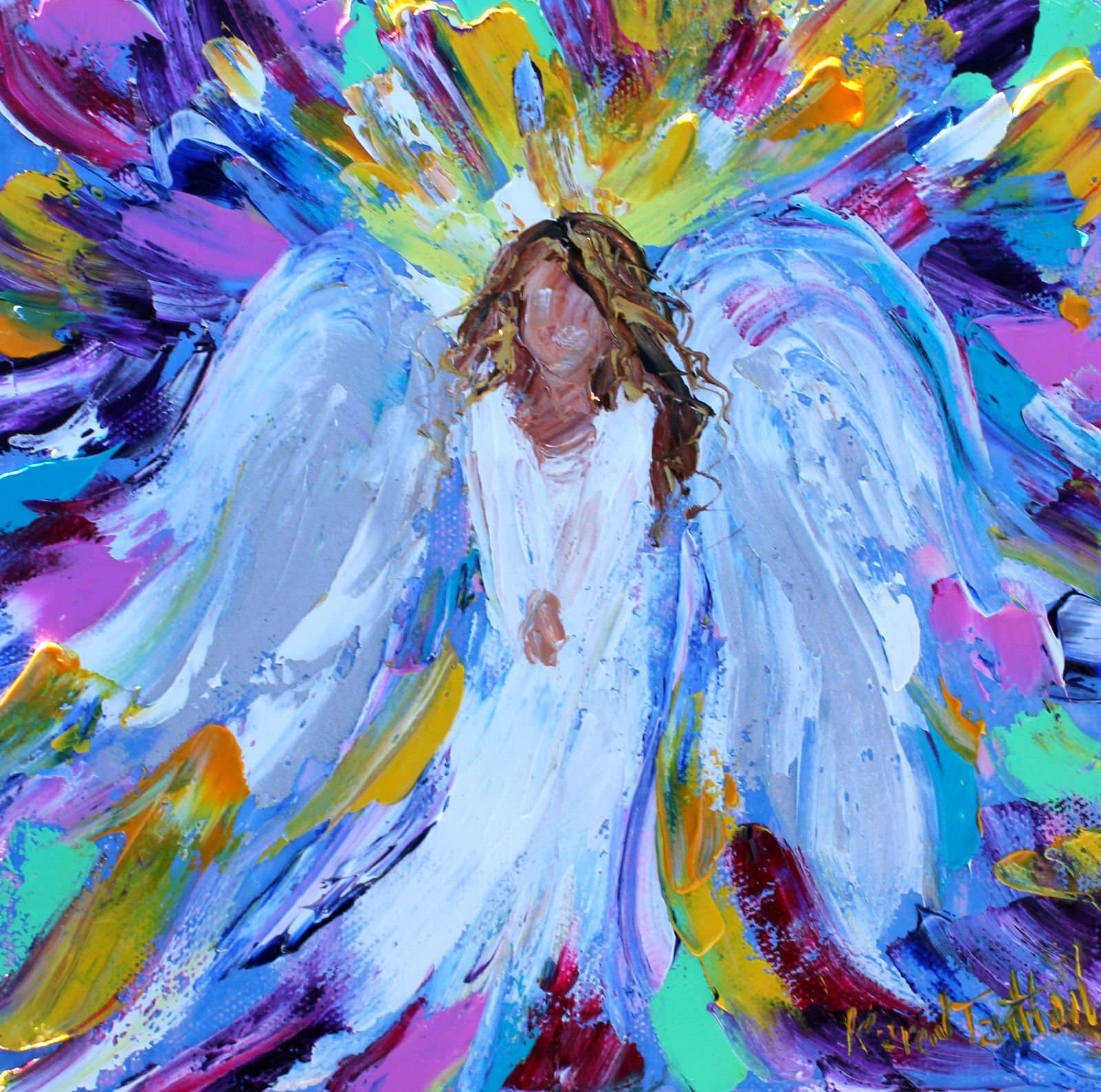 Angel painting, Guardian angels art, canvas painting original oil ...