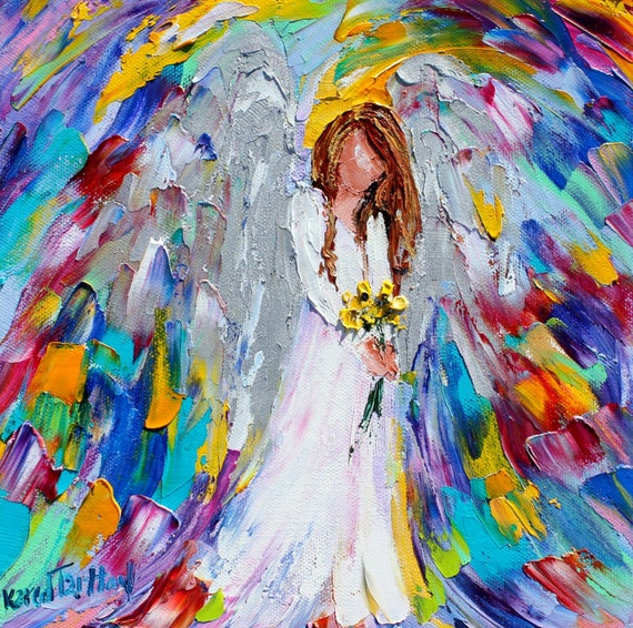 Angel Print Sunflowers and Angel Art Angels Canvas Print - Etsy