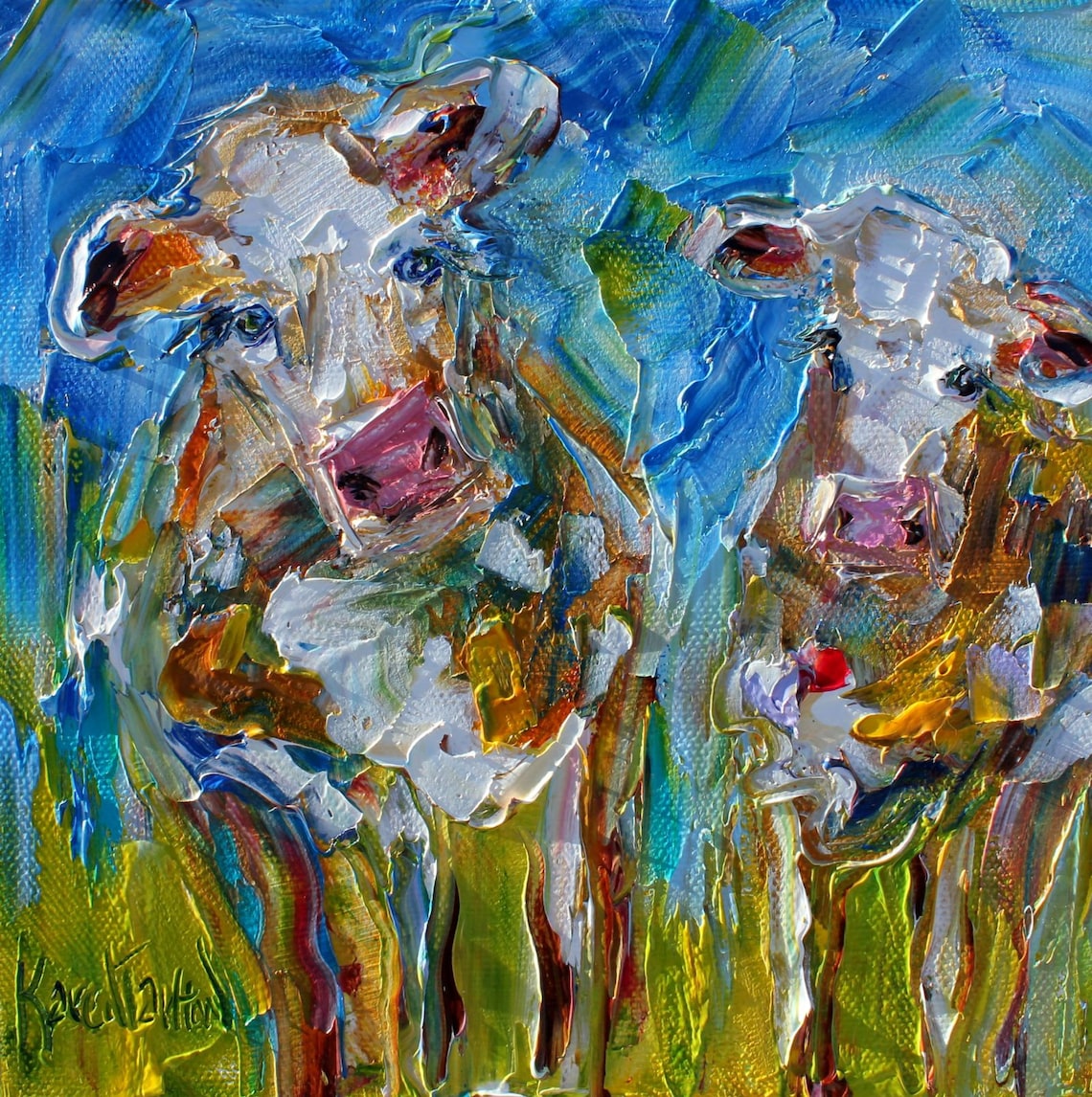 Cow Art Cows Print Cow Friends Print on Canvas Made From - Etsy