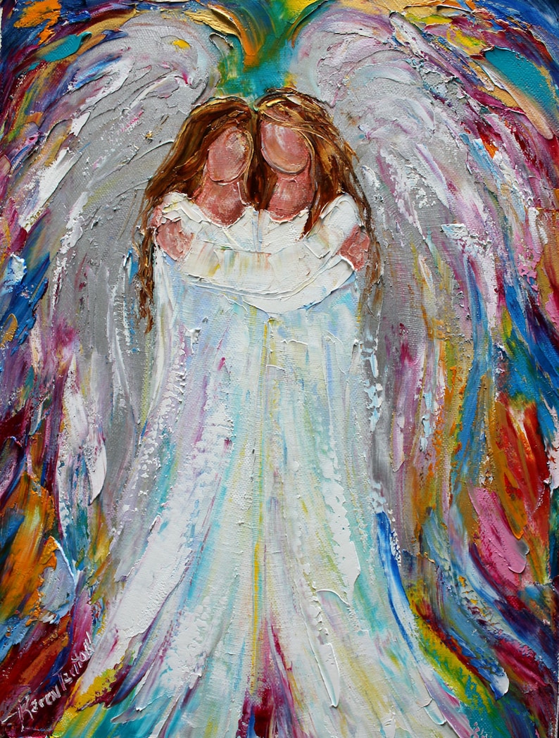 Angels Print Angel Print on Canvas Angel Hugs Made From - Etsy