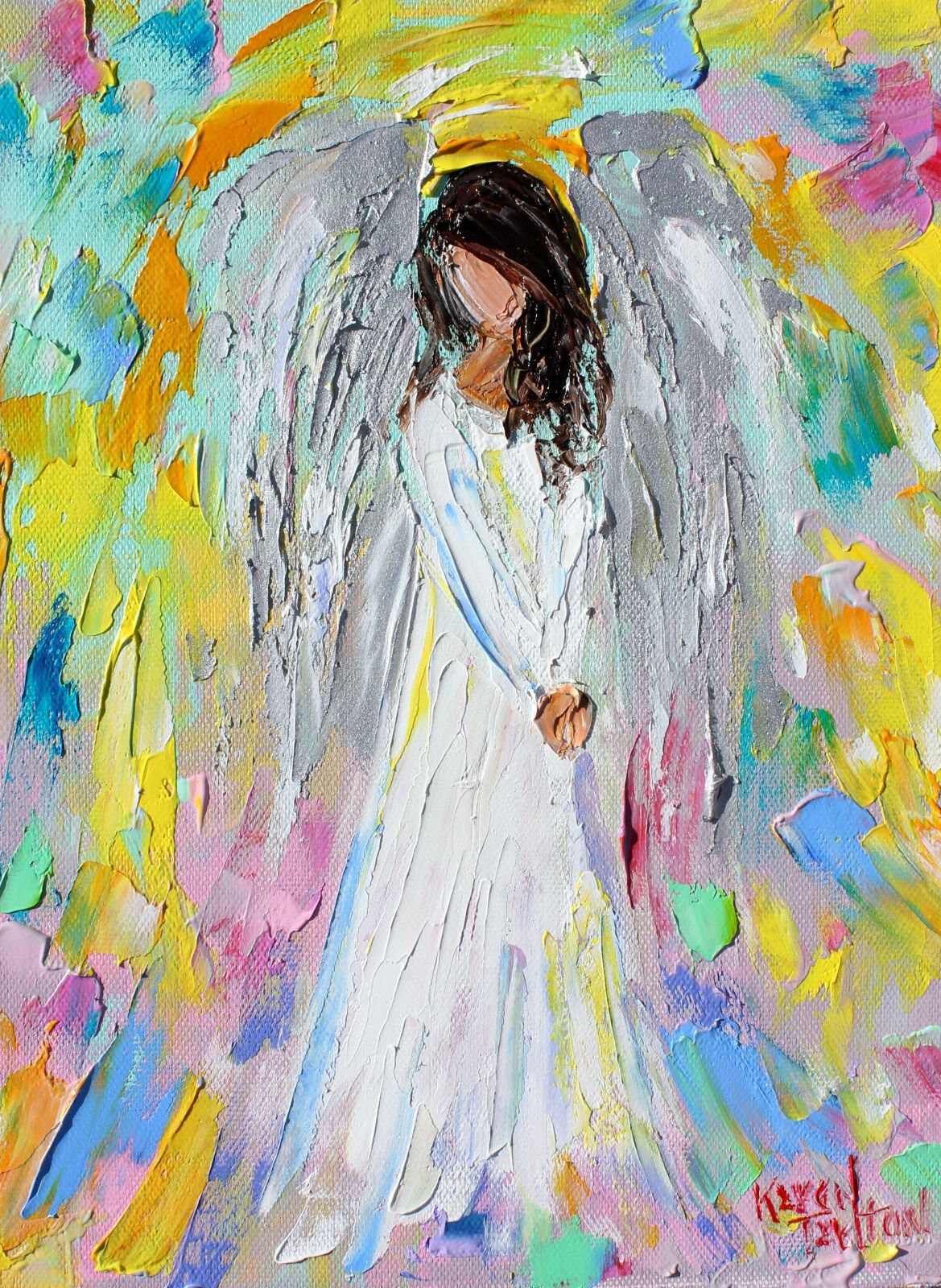 Angel of Spring painting palette knife impressionism on canvas fine art ...