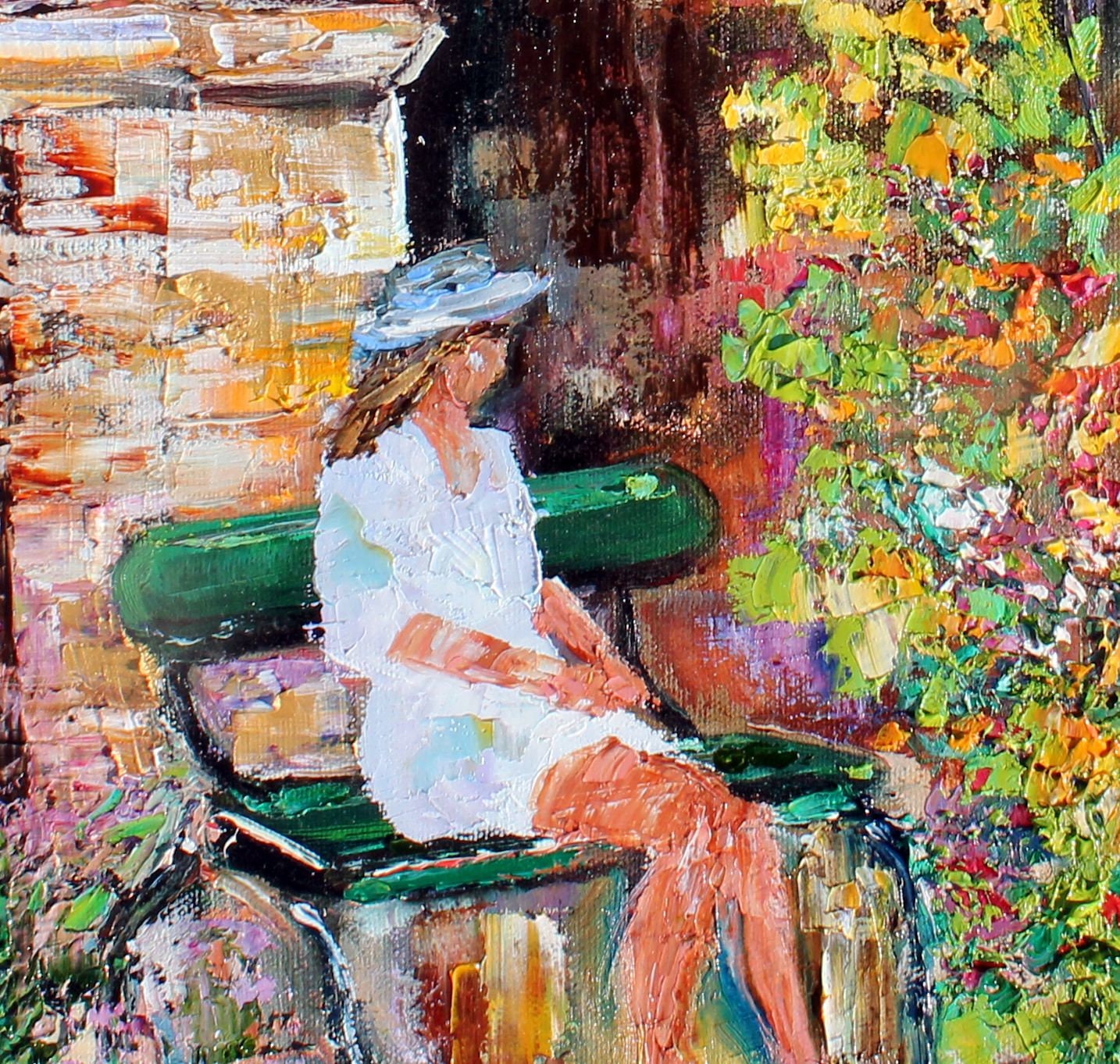 Garden painting, Woman and Flowers, Original oil, landscape palette ... Garden painting, Woman and Flowers, Original oil, landscape palette ...