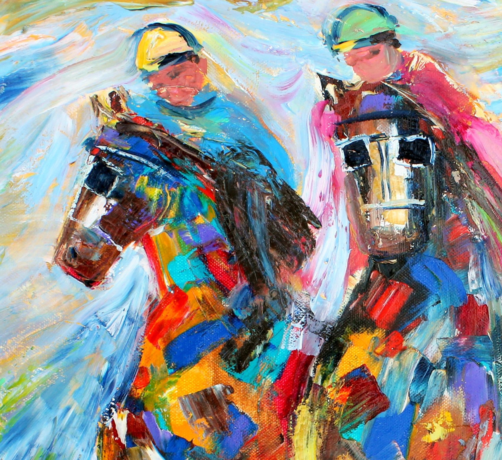 Horse Race painting, Kentucky Derby, Equine art original oil, on canvas ...