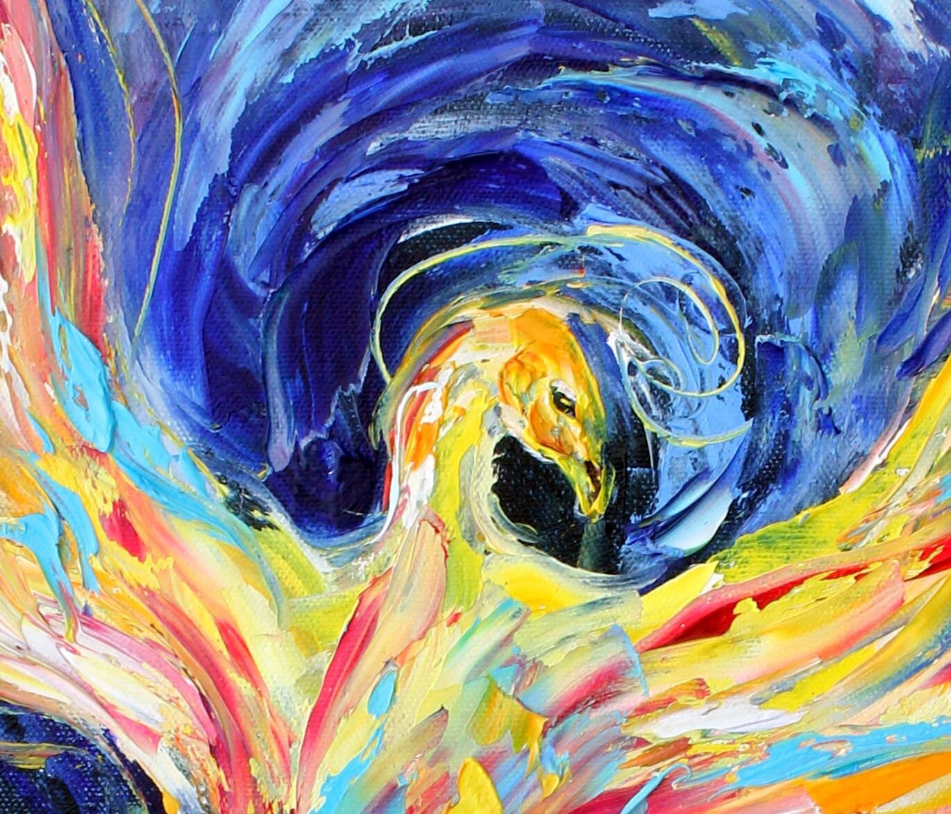 Phoenix Rising painting, original oil, palette knife, impressionism on ...