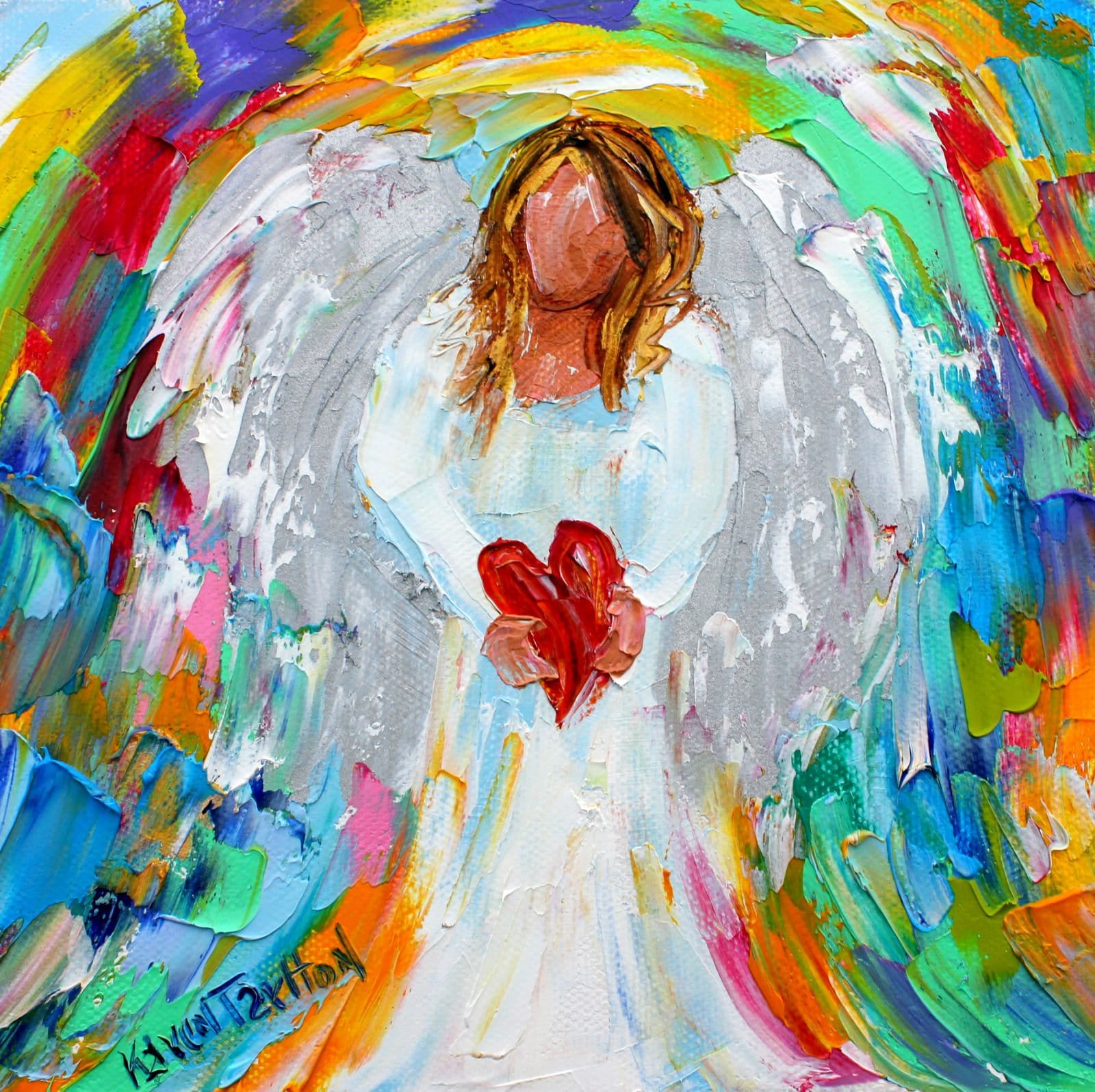 Angel of my Heart painting, angel art, original oil abstract ...