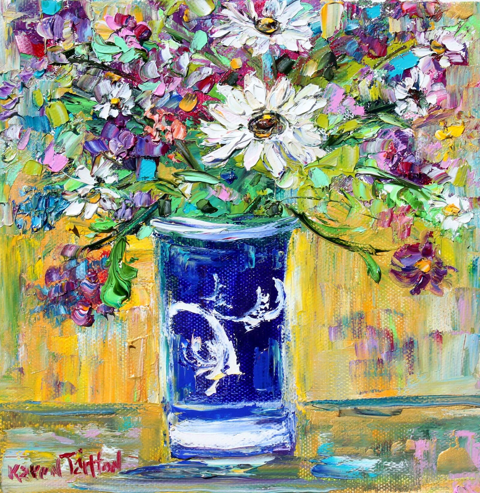 Flowers painting, still life, daisy painting, original oil, flower ...