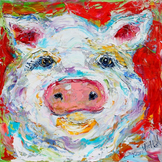 Pig Print on Watercolor Paper Made From Image of Past Painting | Etsy