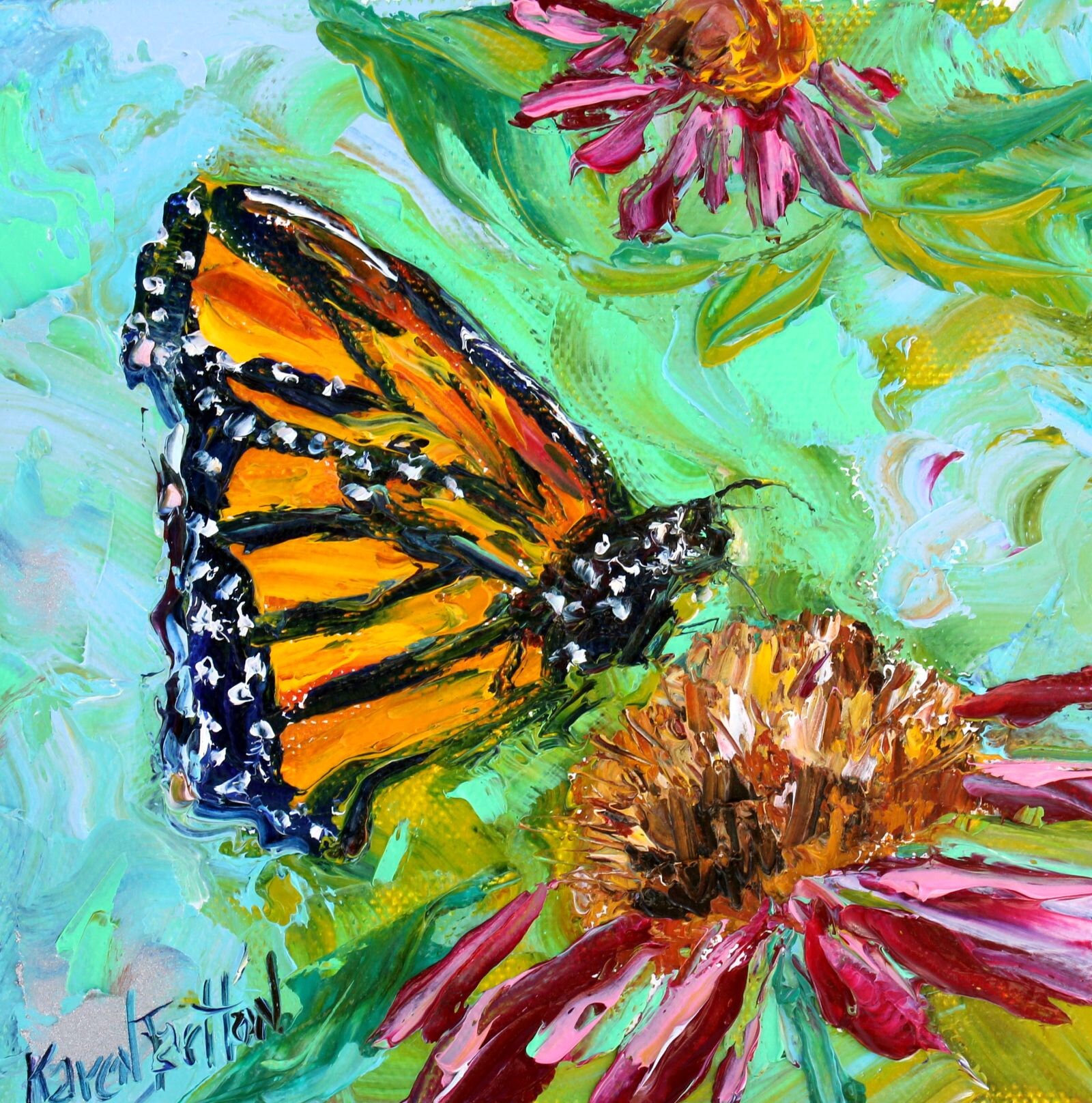 Butterfly Painting Monarch Art Original Oil Palette Knife Butterfly Painting Monarch Art Original Oil Palette Knife