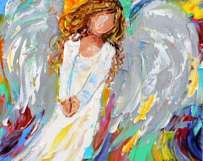 Angel Painting, Original Oil, Texture Art, Palette Knife Oil Fine ...