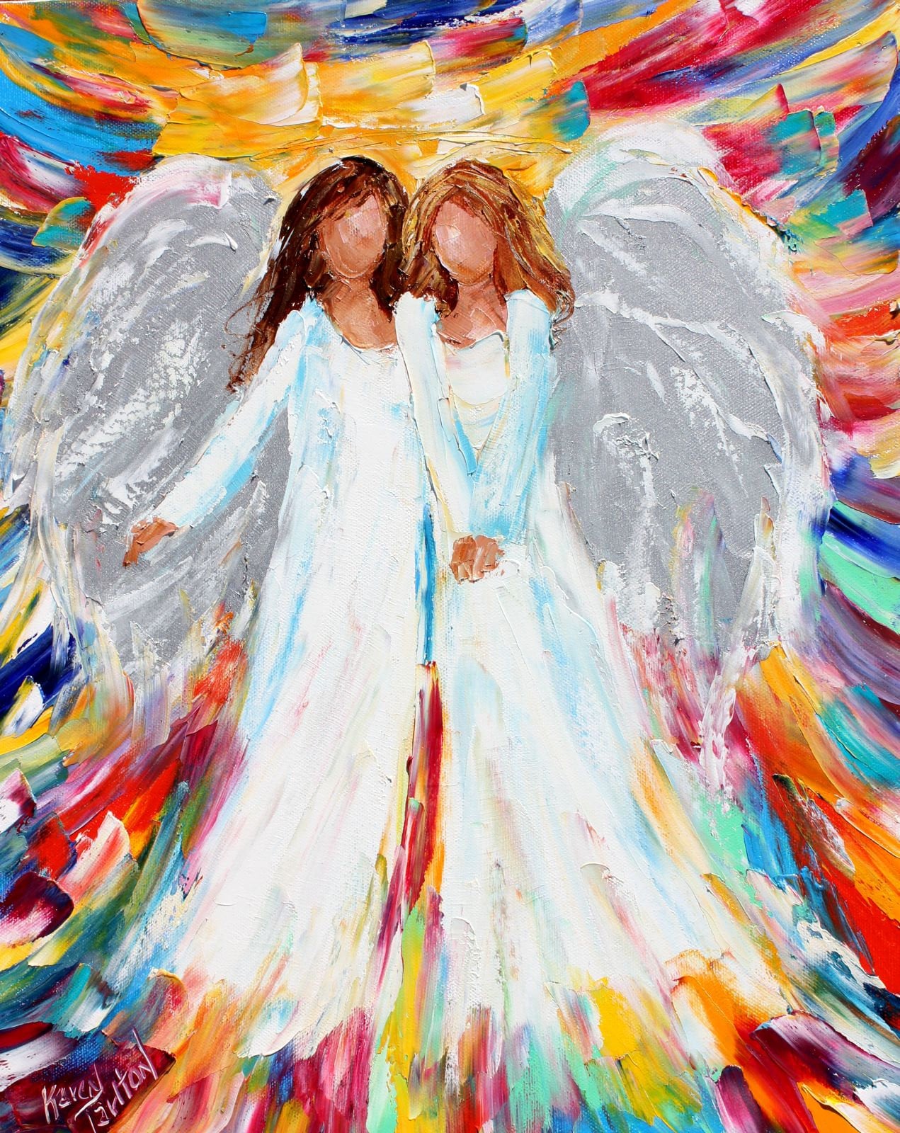 Angel Friends painting in oil landscape palette knife impressionism on ...