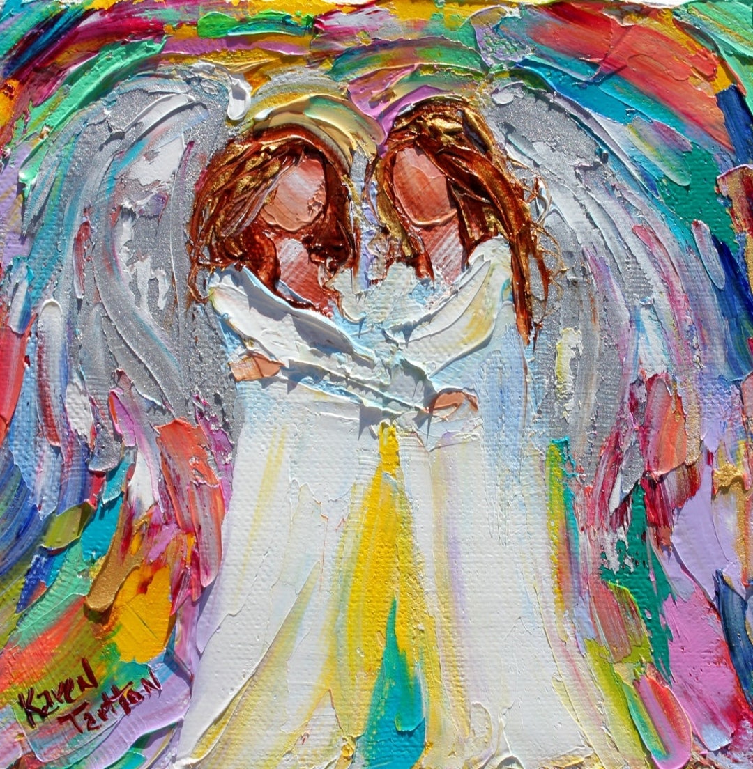 Angels Print Angel Art Angel Hugs Canvas Print Made From - Etsy