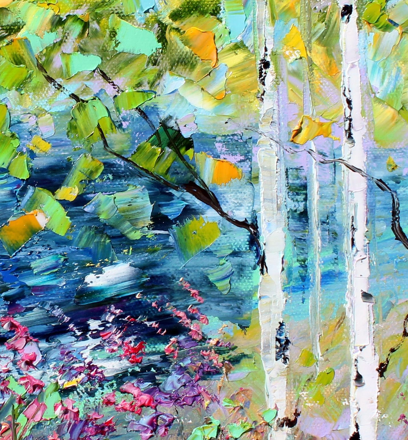 Birch Trees Spring Color painting, landscape painting, original oil, on ...