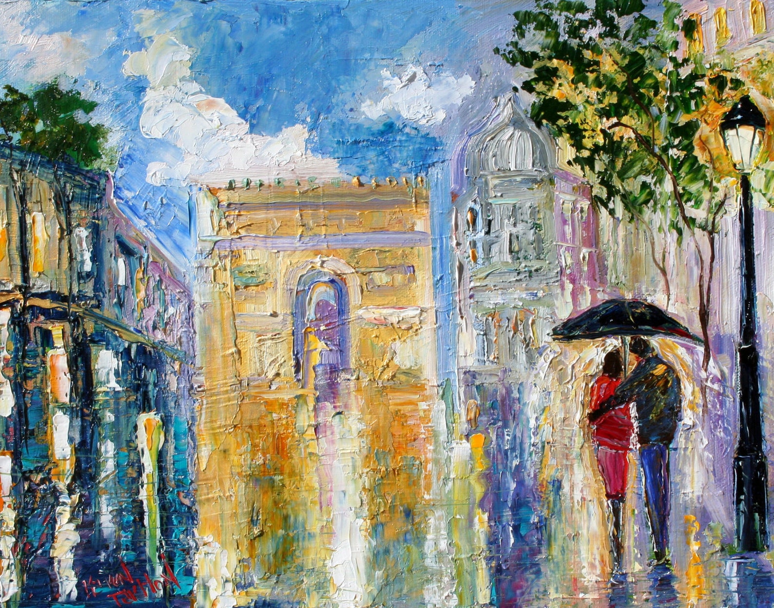 Paris Rainy Romance Print From Image of Oil Painting by - Etsy