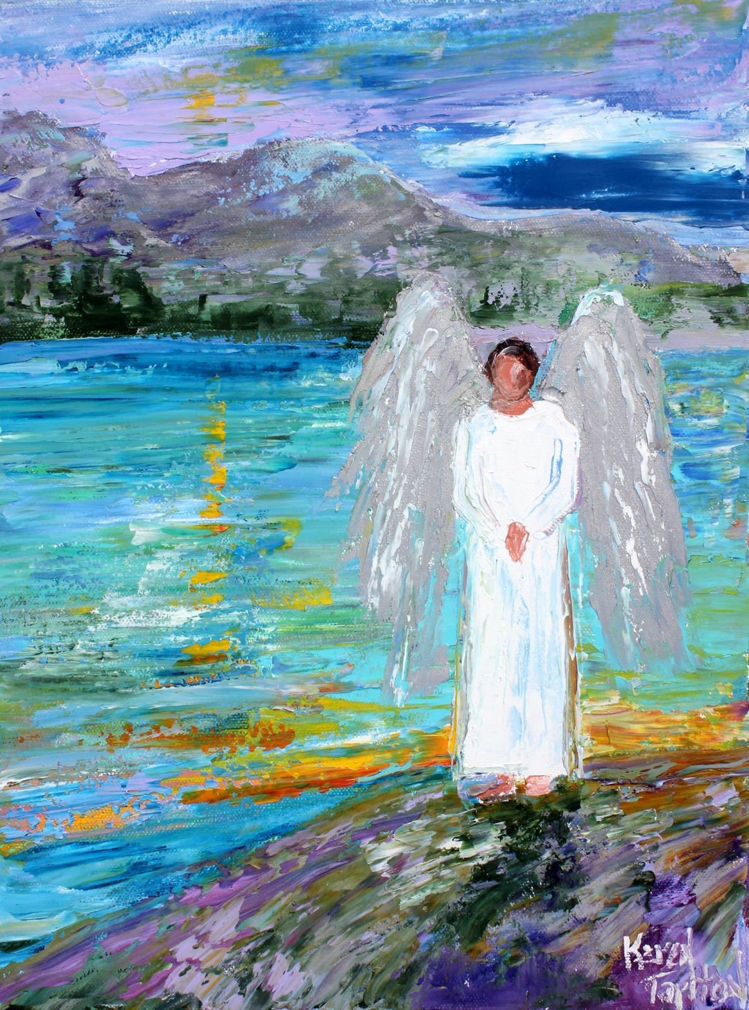 Male Angel Print - Made From Image of Past Painting on Watercolor Paper ...