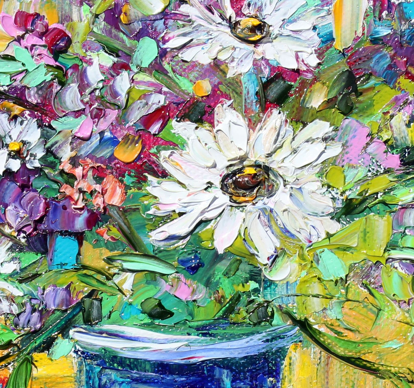 Flowers painting, still life, daisy painting, original oil, flower ...