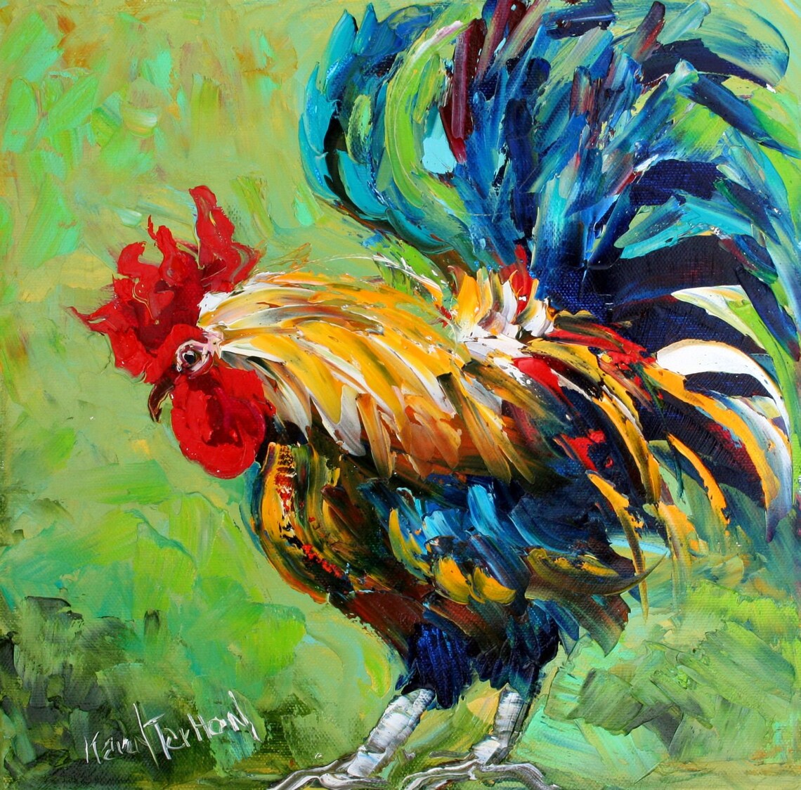 Rooster Print Rooster Art on Watercolor Paper Bird Print - Etsy