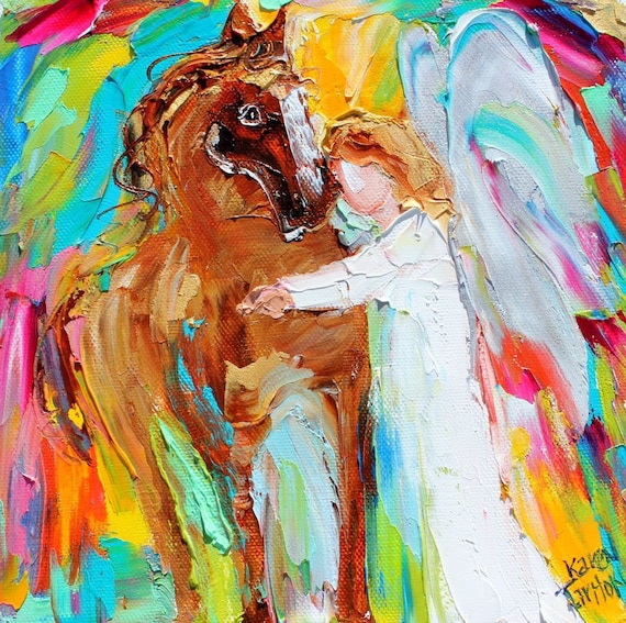 Angel and Horse Canvas Print Angel Art Angel Blessings | Etsy