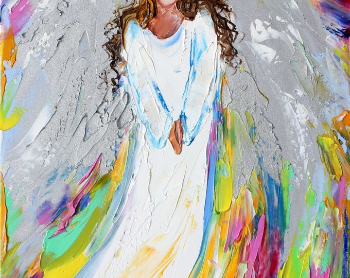 Angel Painting, Angelic Art, Original Oil, Palette Knife Impressionism ...