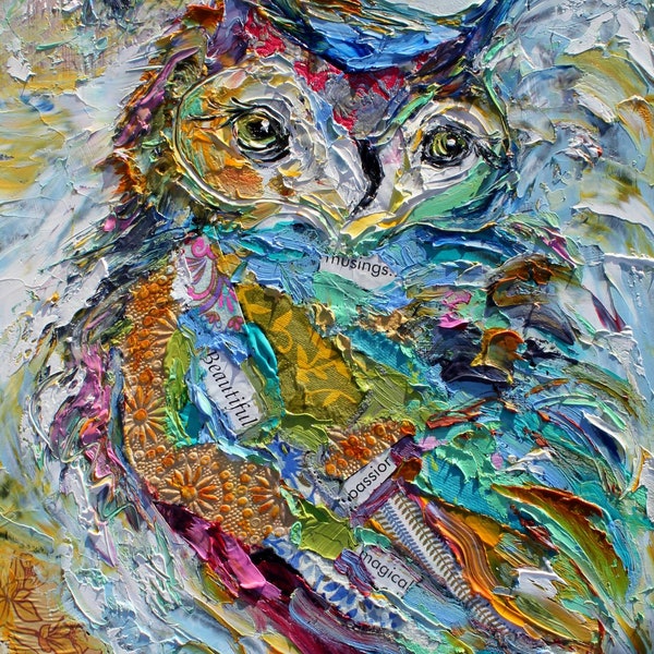 Mixed Media Owl - Etsy