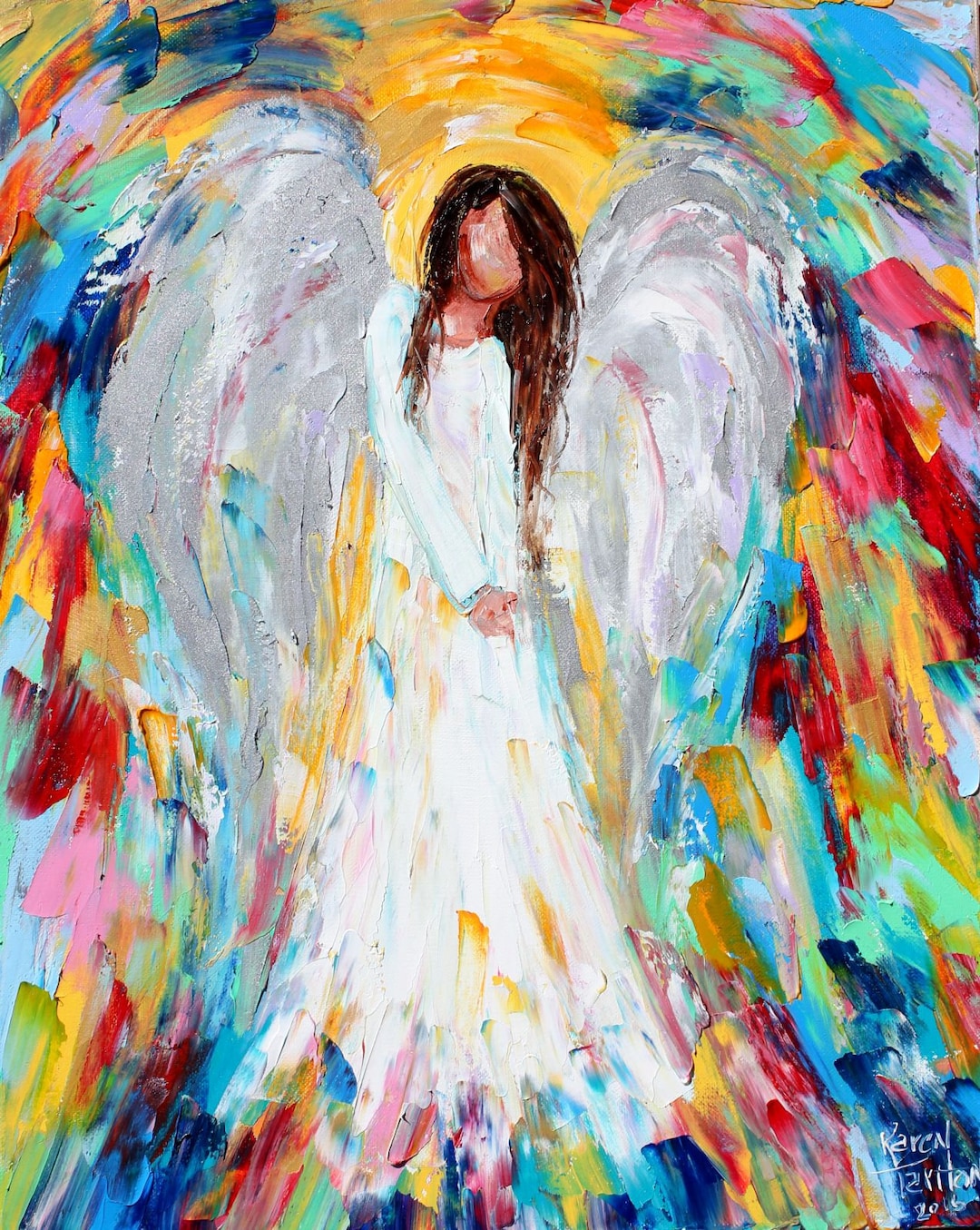Angel of Light Print on Canvas, Angel Art, Religious Art, Made From ...