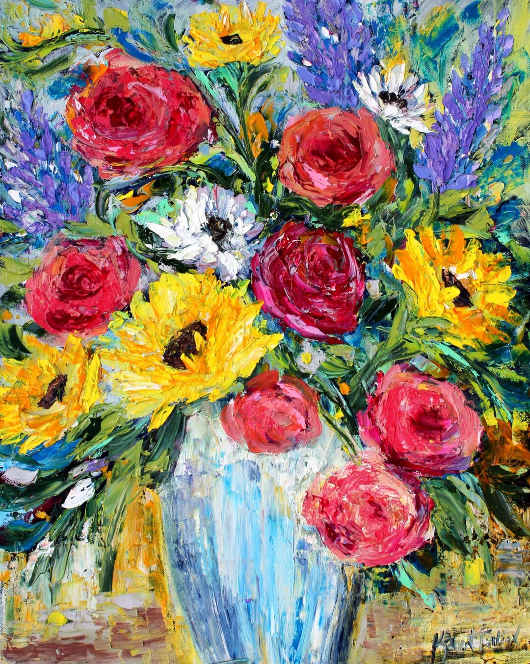 Flowers Canvas Print, Garden Blooms Art Made From Image of Past ...