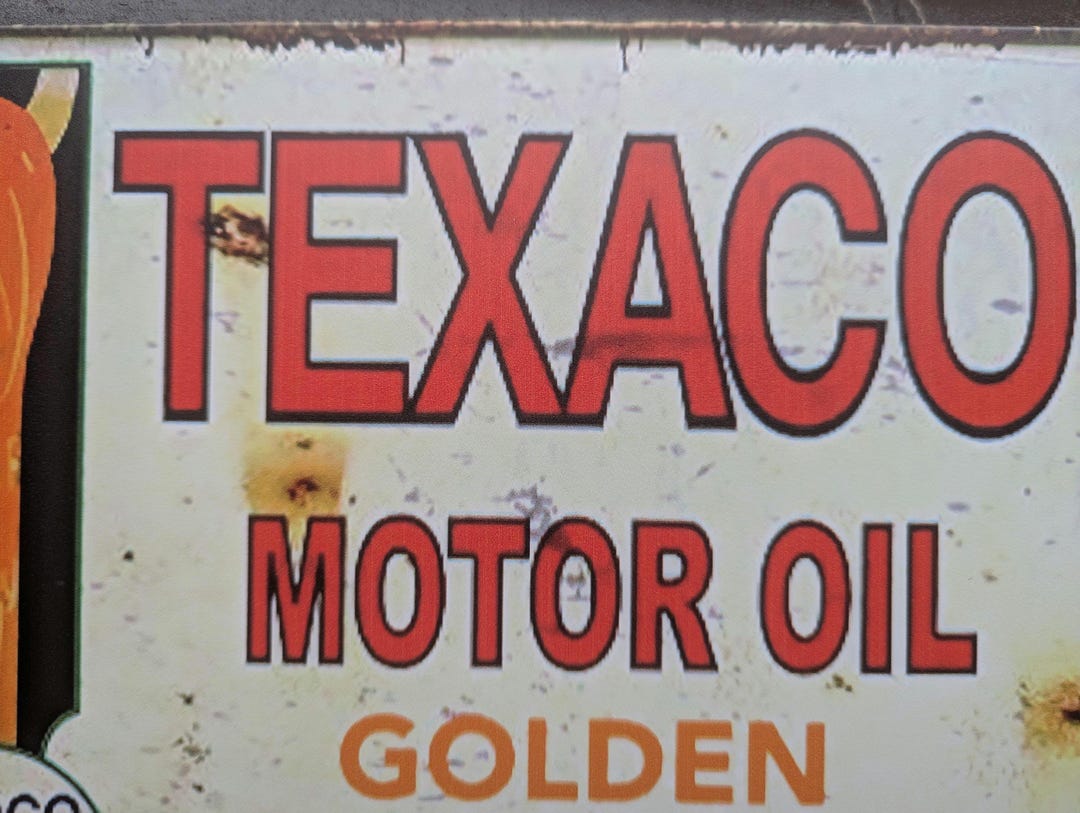 Texaco Motor Oil Vintage Man Cave Bar Style Metal Sign 20x30cm - Etsy