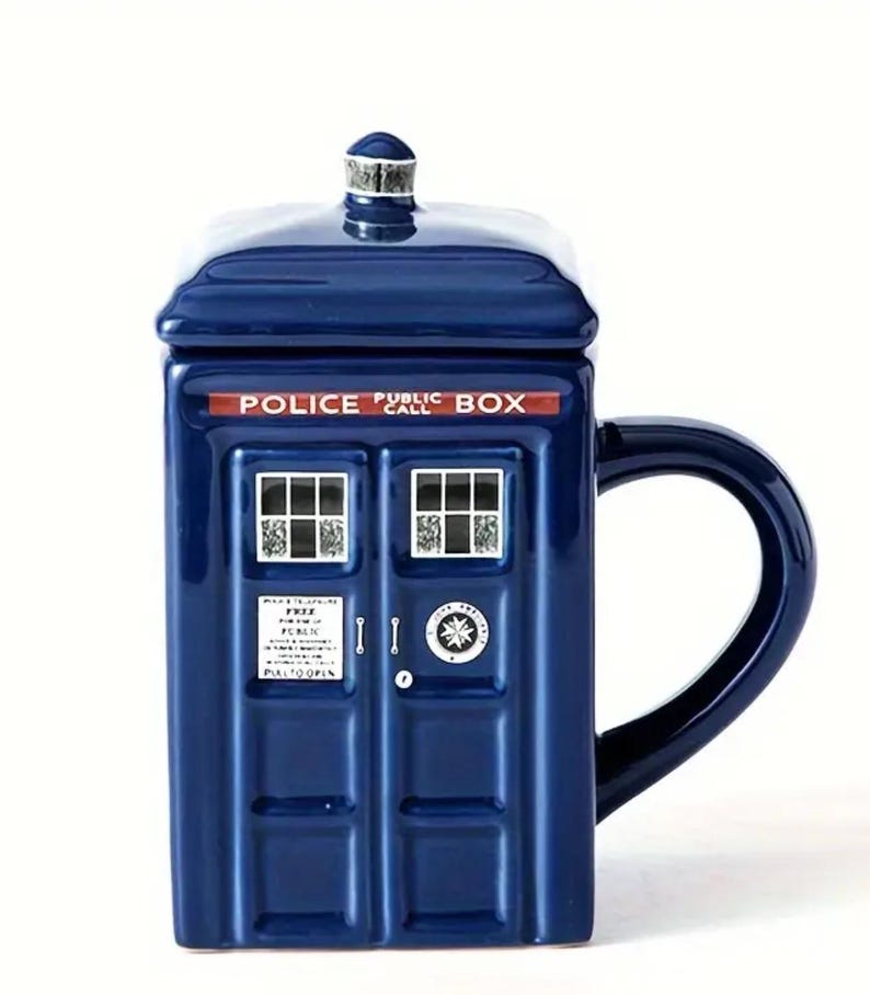 Dr Who Style Tardis Police Box Tea Coffee Mug With Lid Ornament ...