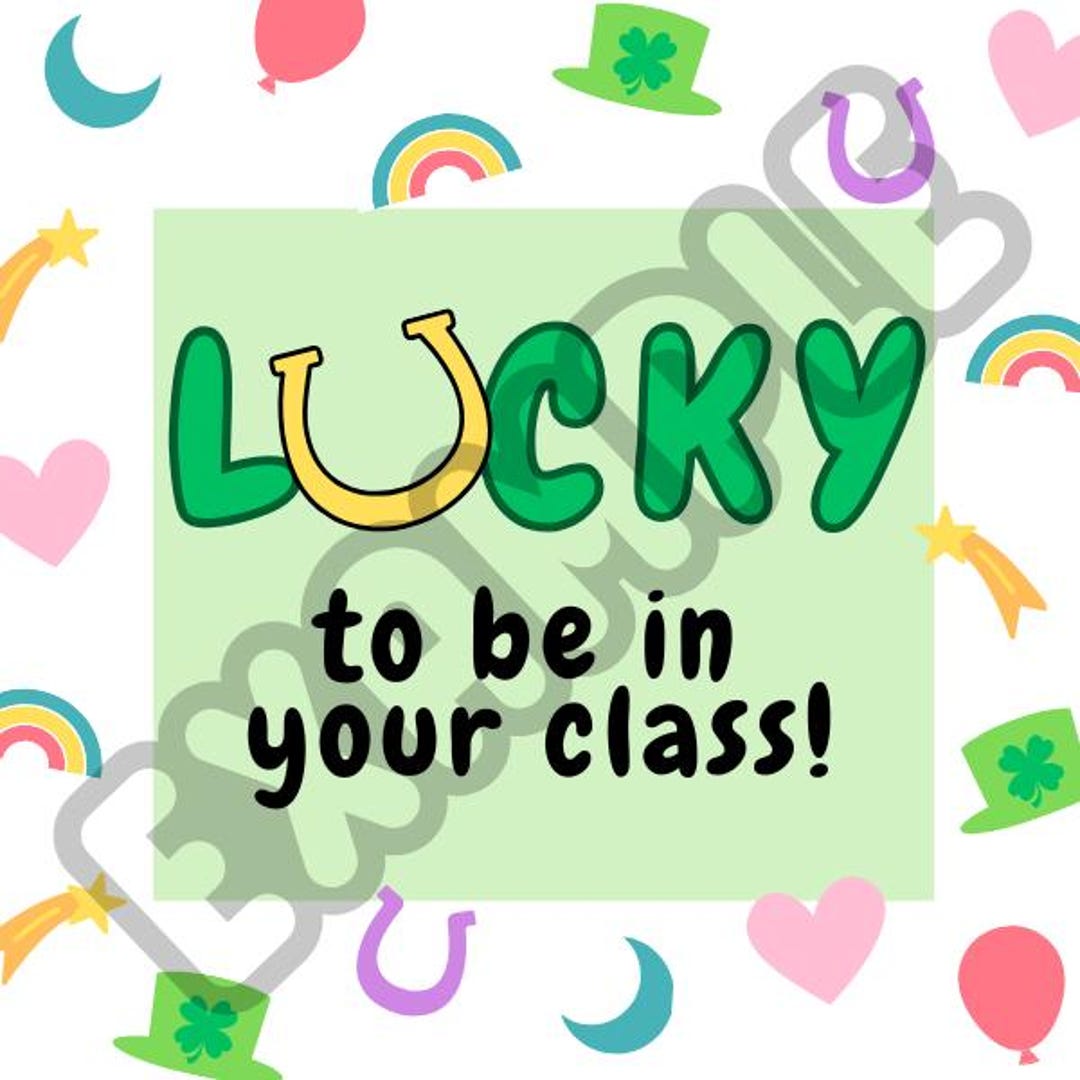 Printable Luck Charms St. Patrick's Day Class Gift Tag, Square Sticker ...