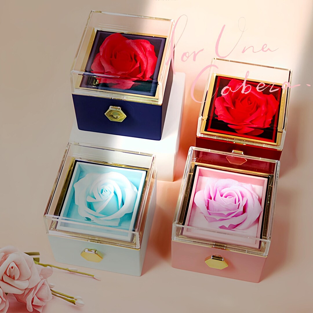 Rotating Soap Flower Rose Gift Box Creative Rotating Rose Jewelry ...