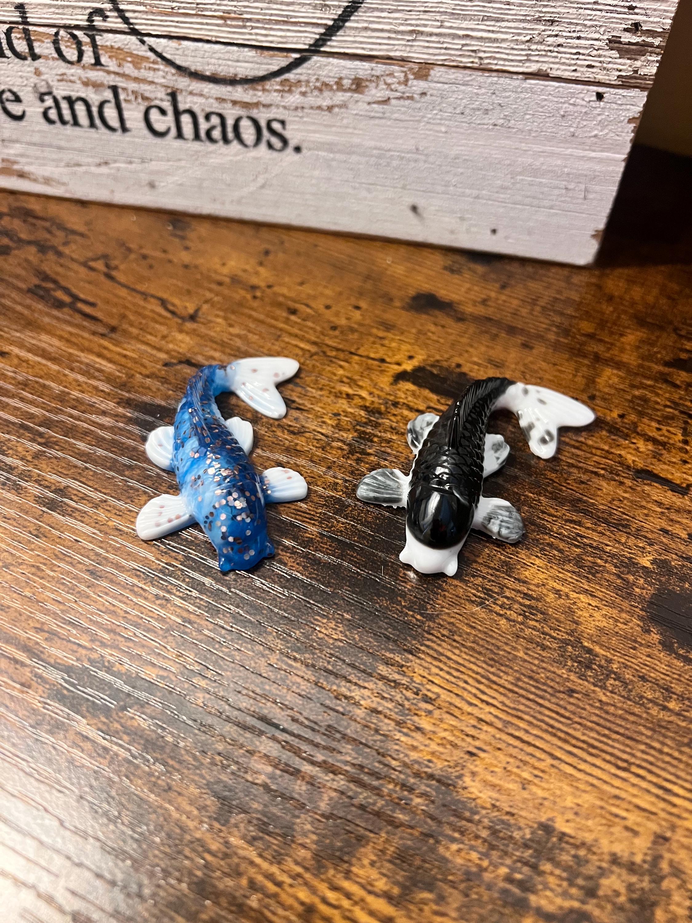 Set of 2-mini Koi Fish Resin Figurine Set: Lucky Kawaii Desk Decor - Etsy