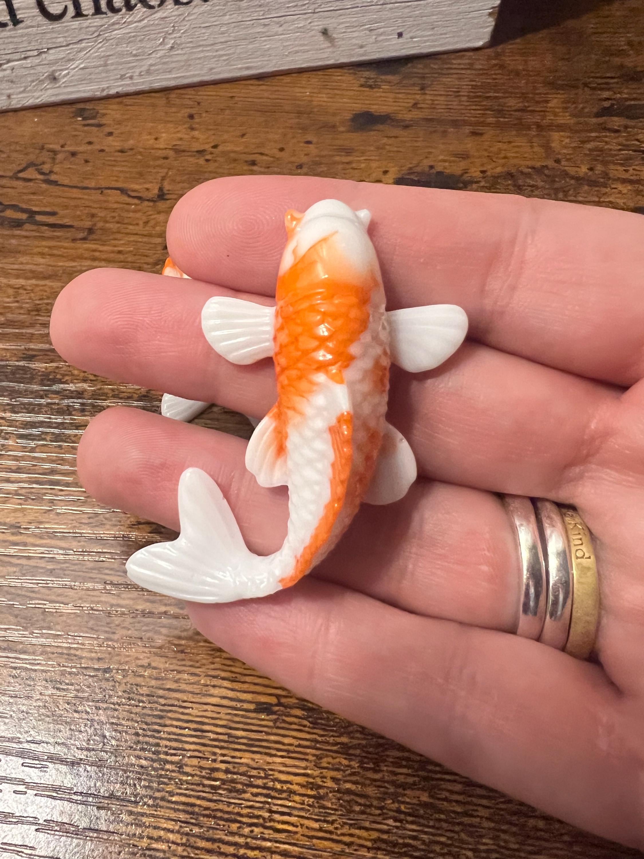 SET OF 2 Mini Koi Fish: Lucky Koi Resin Figurine | Kawaii Paperweight ...