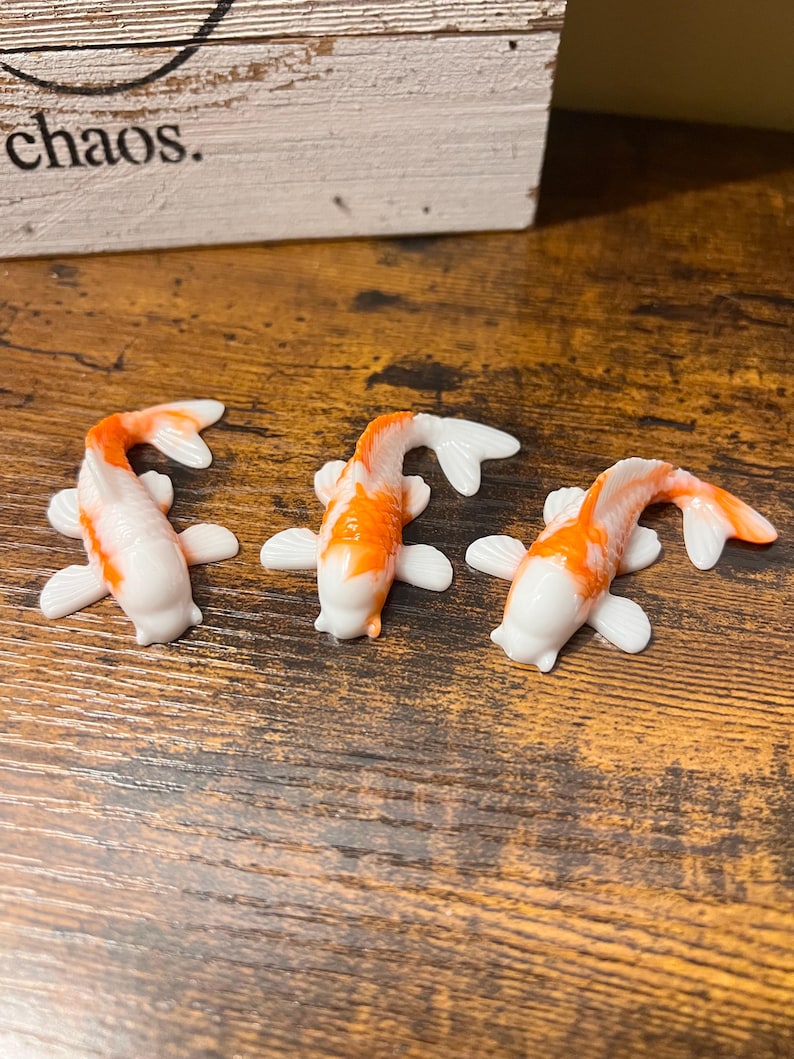 Set of 2-mini Koi Fish Resin Figurine Set: Lucky Kawaii Desk Decor - Etsy