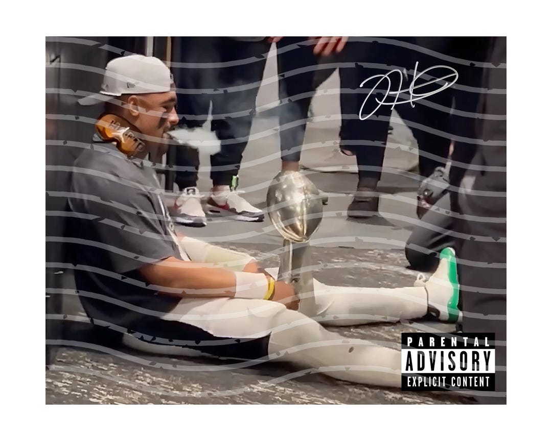 Jalen Hurts Smoking Cigar in Locker Room Autographed Super Bowl MVP ...