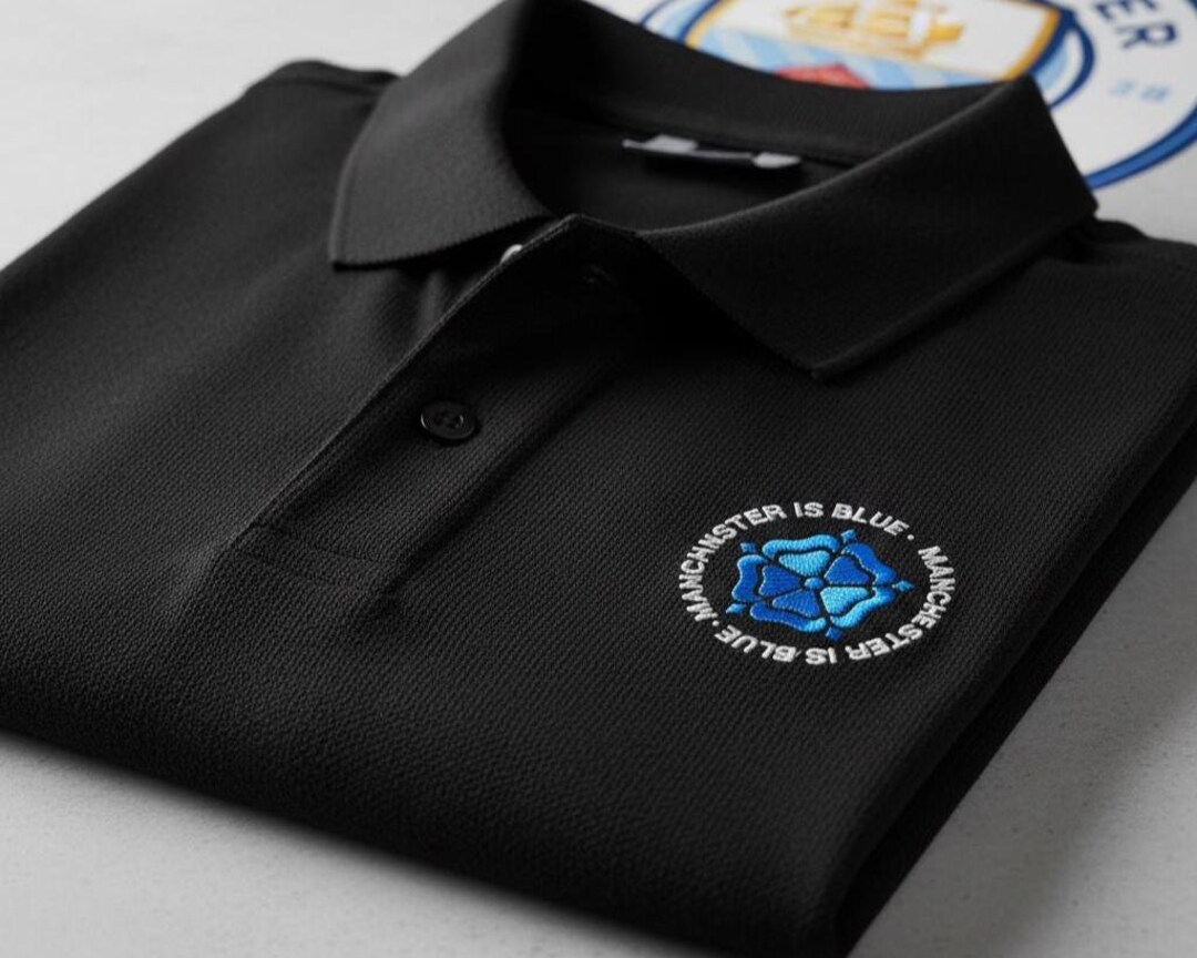 Manchester is Blue Embroidered Polo Shirt – Manchester City FC Fan Top ...