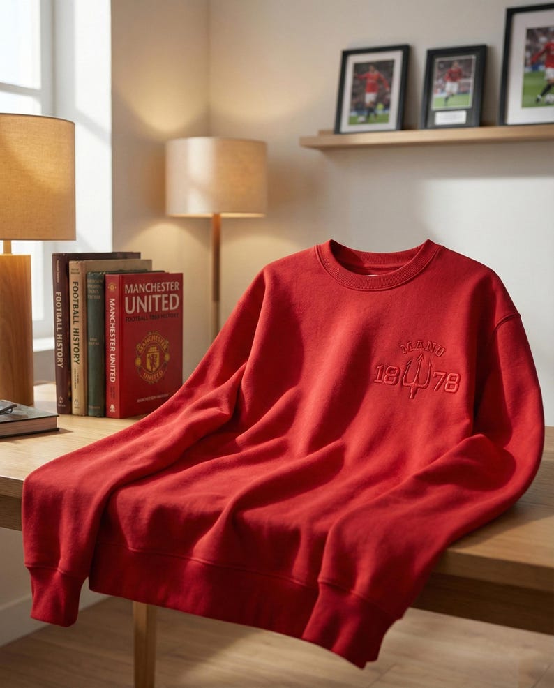Manu 1878 Red Devils Manchester United Embroidered Sweatshirt Pullover ...