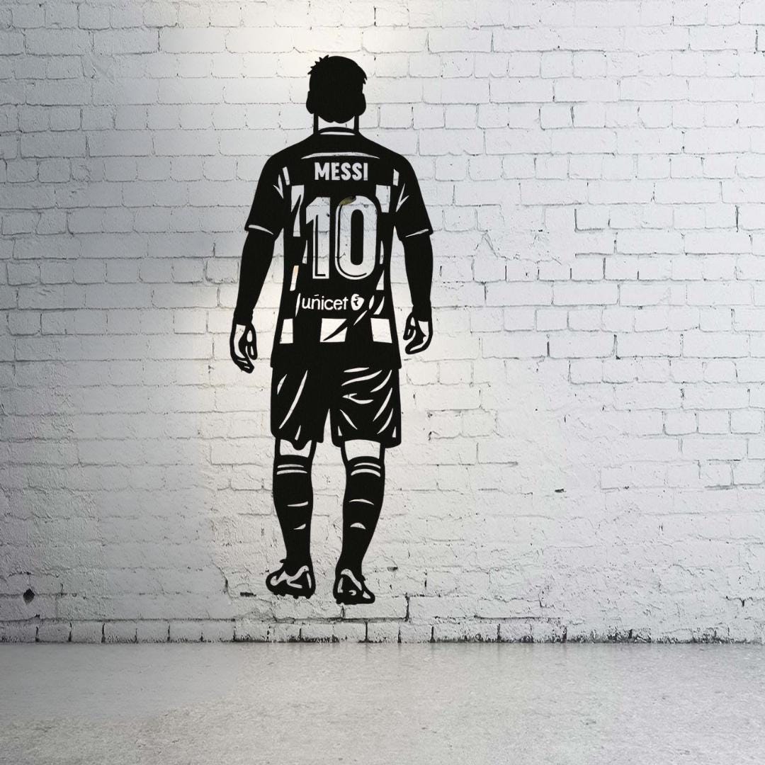 Messi Metal Wall Art | Football Silhouette Decor | CNC Laser Cut Soccer ...
