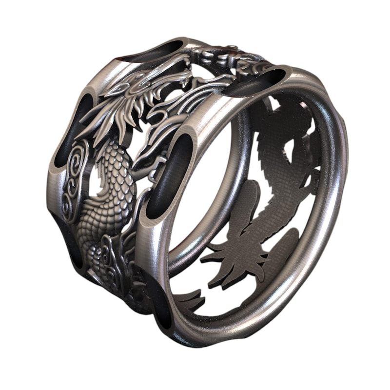 Mens 925 Silver Dragon Ring - Etsy