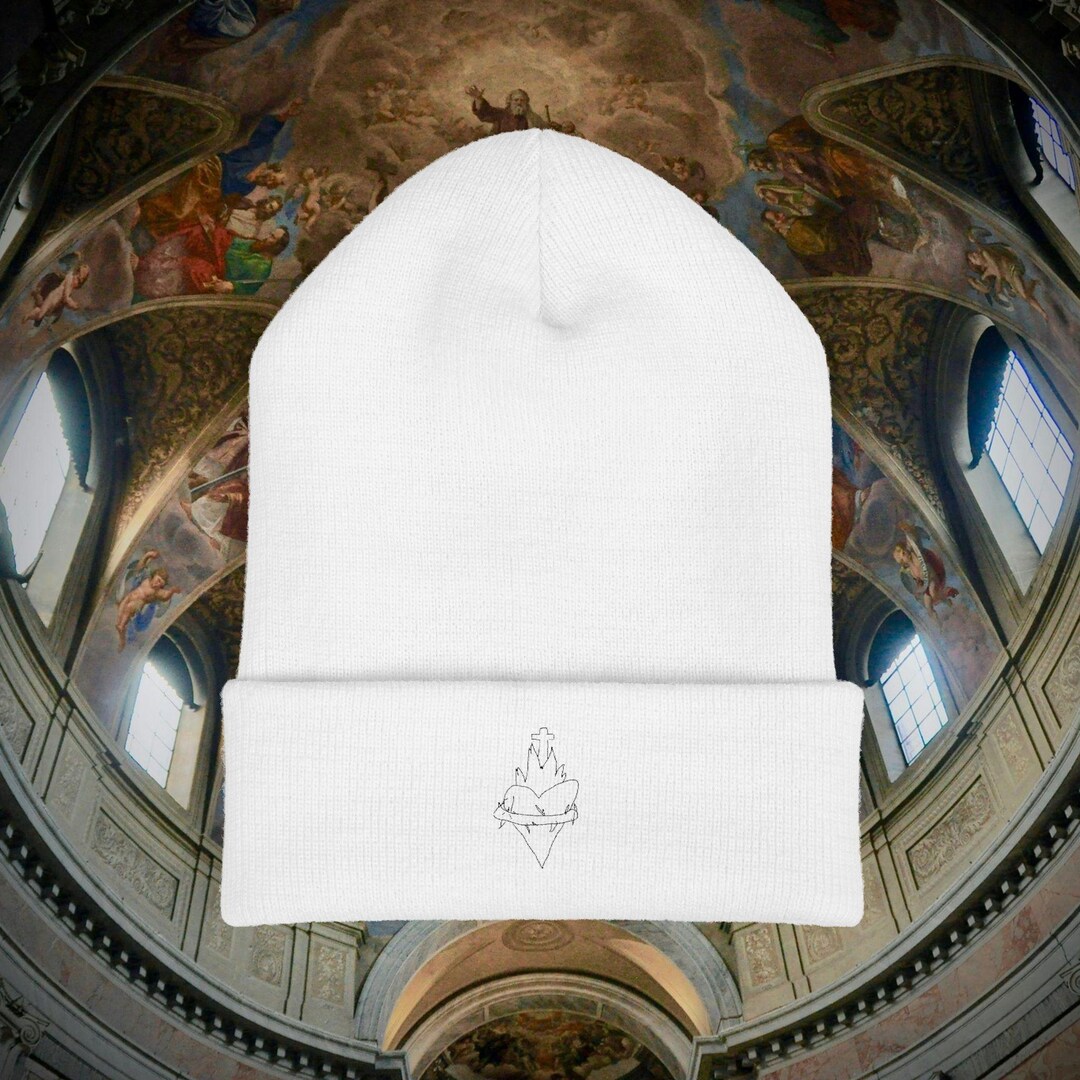 Sacred Heart of Jesus Embroidered Christian Beanie Hat, Love Cozy ...