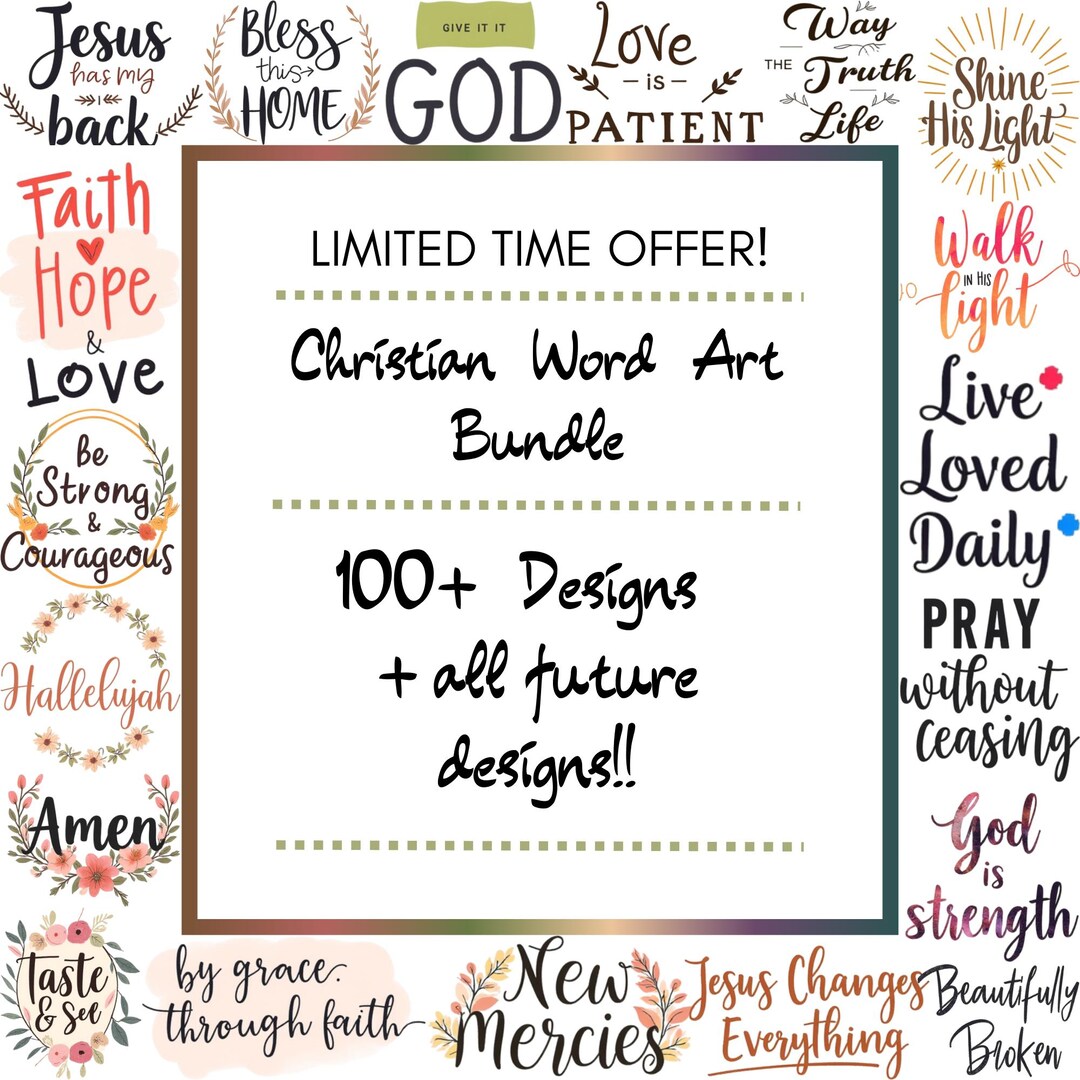 Christian Word Art SVG Bundle PNG | Faith Hope Love Scripture Wall Art ...
