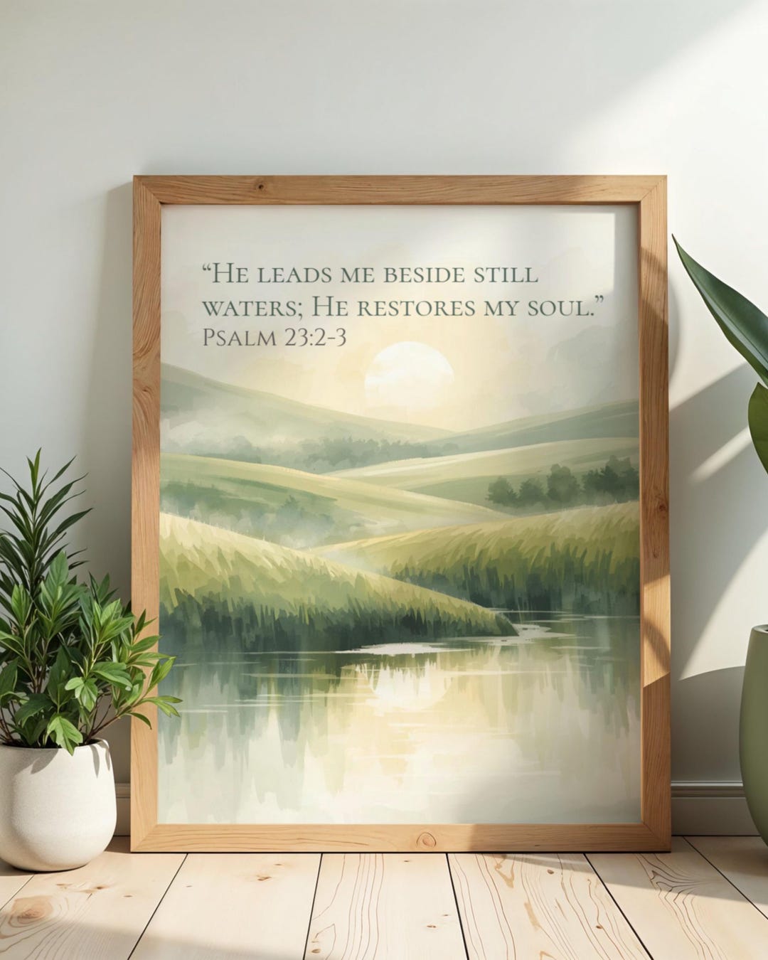 Psalm 23:2-3 Art Print | Christian Wall Decor (digital Download) - Etsy