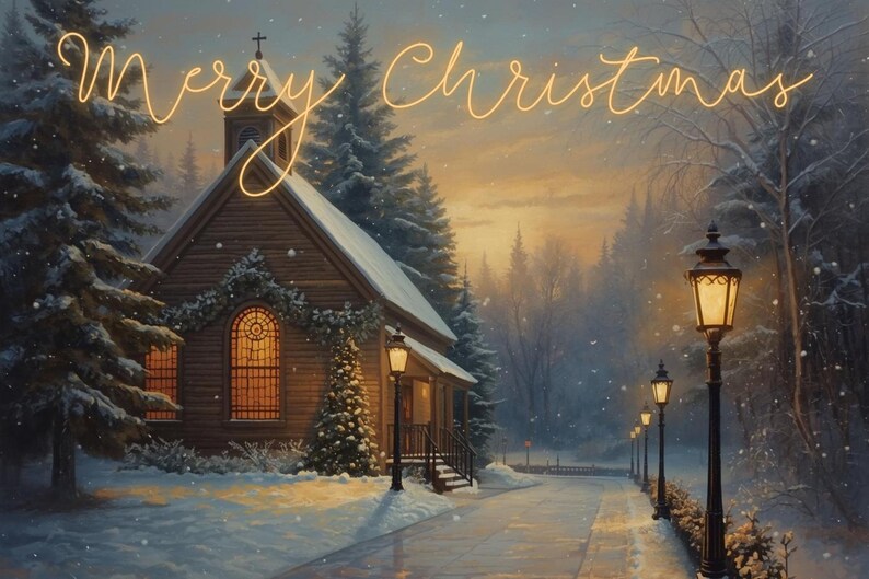 Vintage Church Christmas Cards | Christian Holiday Greetings (digital ...