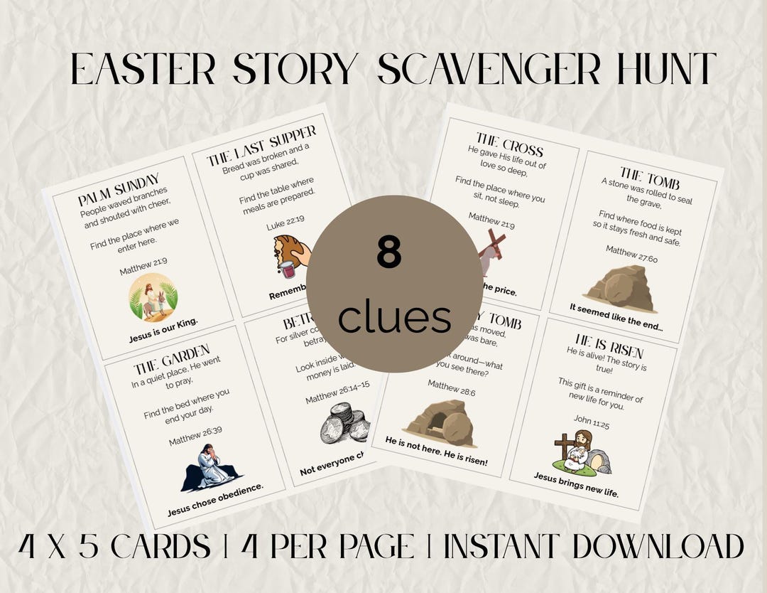 Easter Scavenger Hunt Christian Printable Kids Activity - Etsy