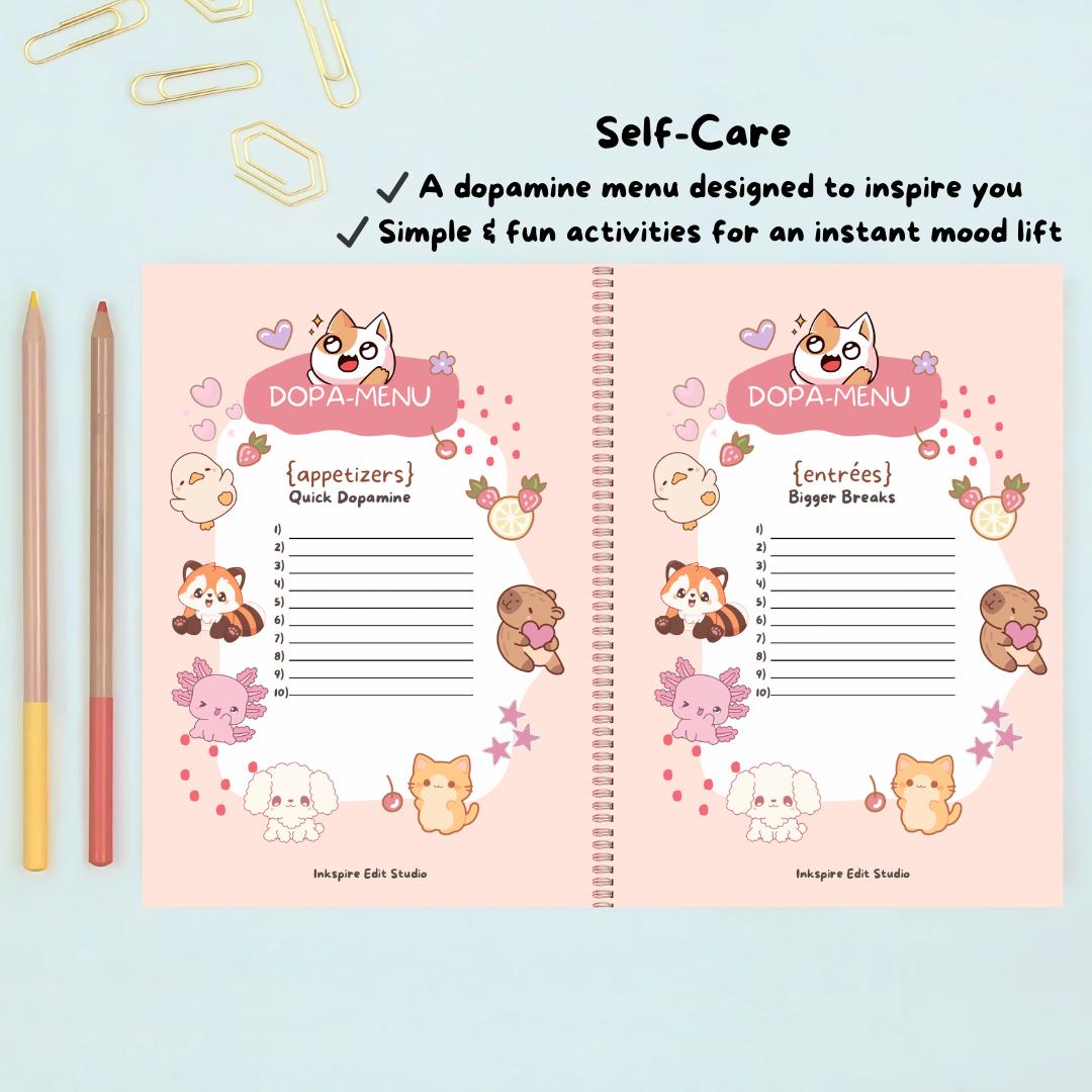 Dopamine Menu Printable | Self-care Checklist |bonus Kawaii Stickers ...