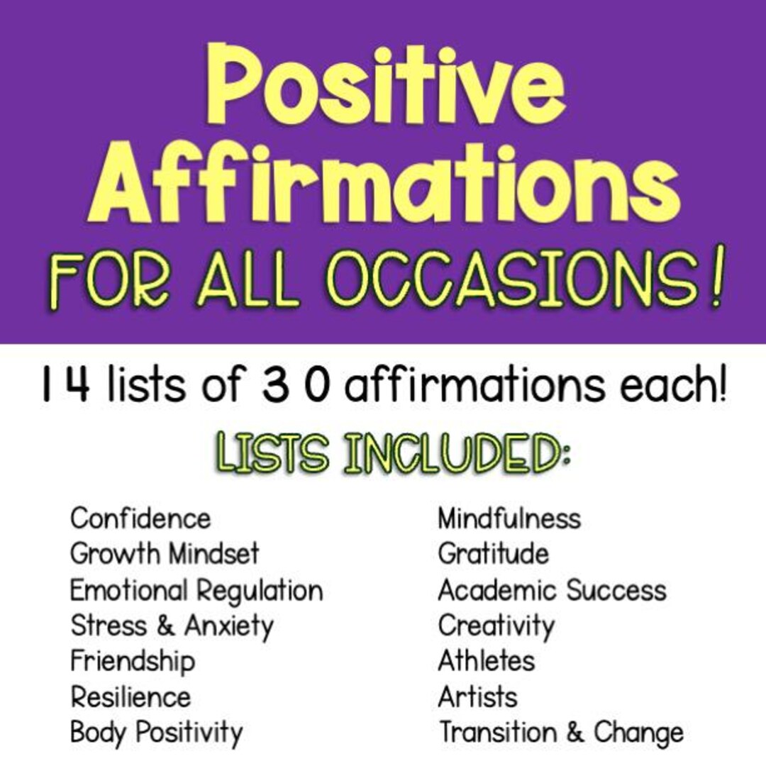 Positive Affirmations for All Occasions! 14 Lists to Support Mental ...