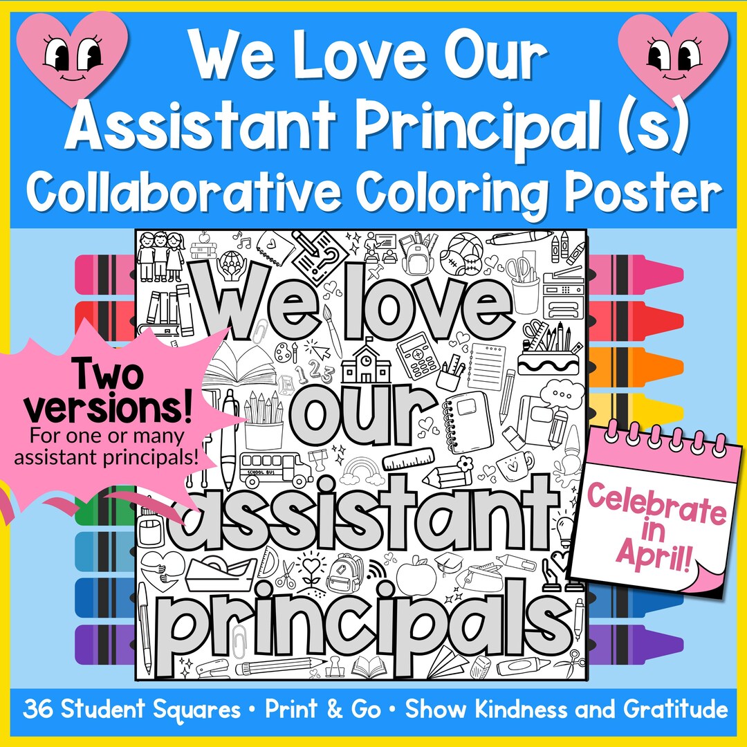 We Love Our Assistant Principal Collaborative Coloring Poster • Staff ...